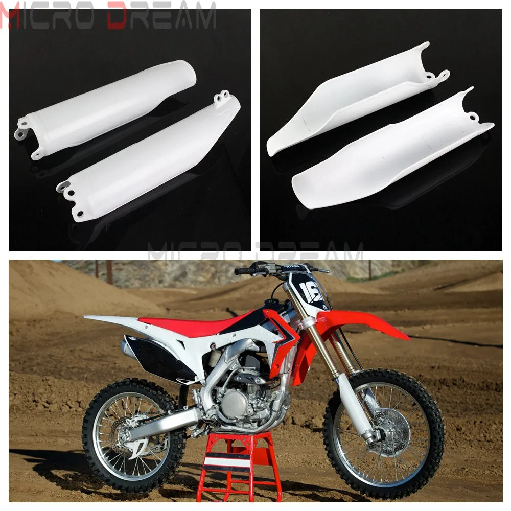 白いスーパーモタードレンフォーク,プラスチック,フロントフォークカバー,ホンダcrf cr 125 250 450 r x rx crf250 crf450 cr125 1993 2018 ...