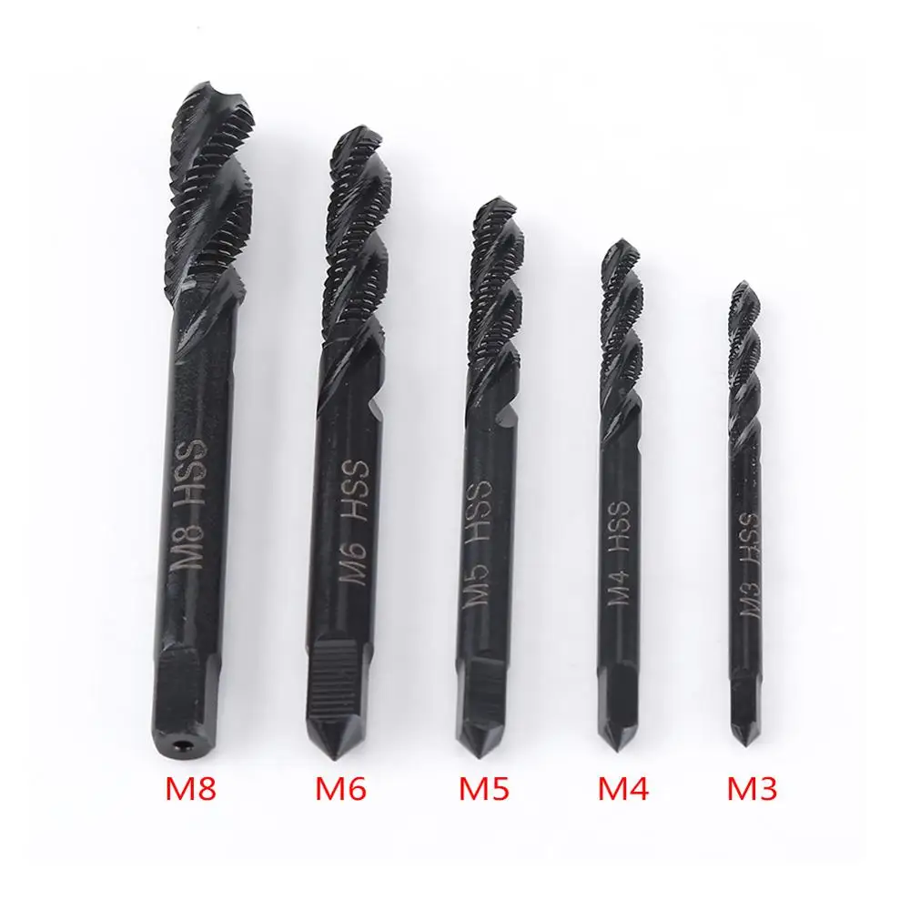 5pcs/set Thread Hand Tap M3 M4 M5 M6 M8 Right Hand Spiral Flute ...
