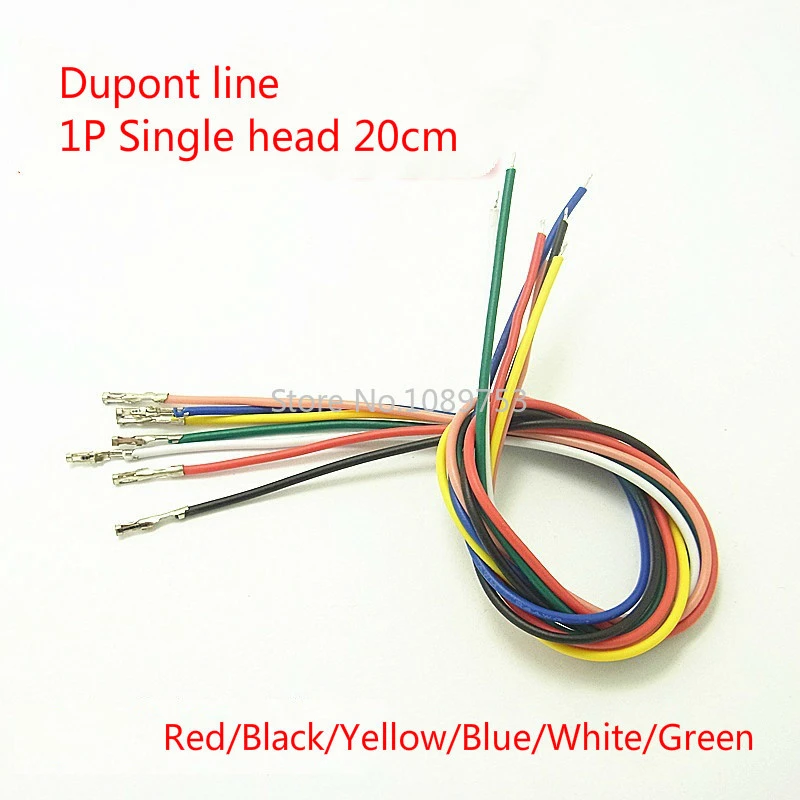 50pcs 2.54mm Dupont Line Single Head Reed Terminal Wire Length 20cm ...