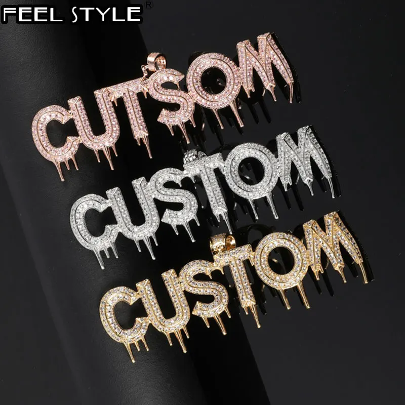 Hip-Hop-Bubble-Drip-Letters-Custom-Name-Cubic-Zircon-Drip-Iced-Out ...