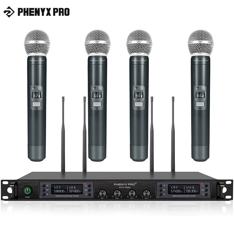Phenyx Pro Wireless Microphone System Metal With 4x40channels Handheld ...