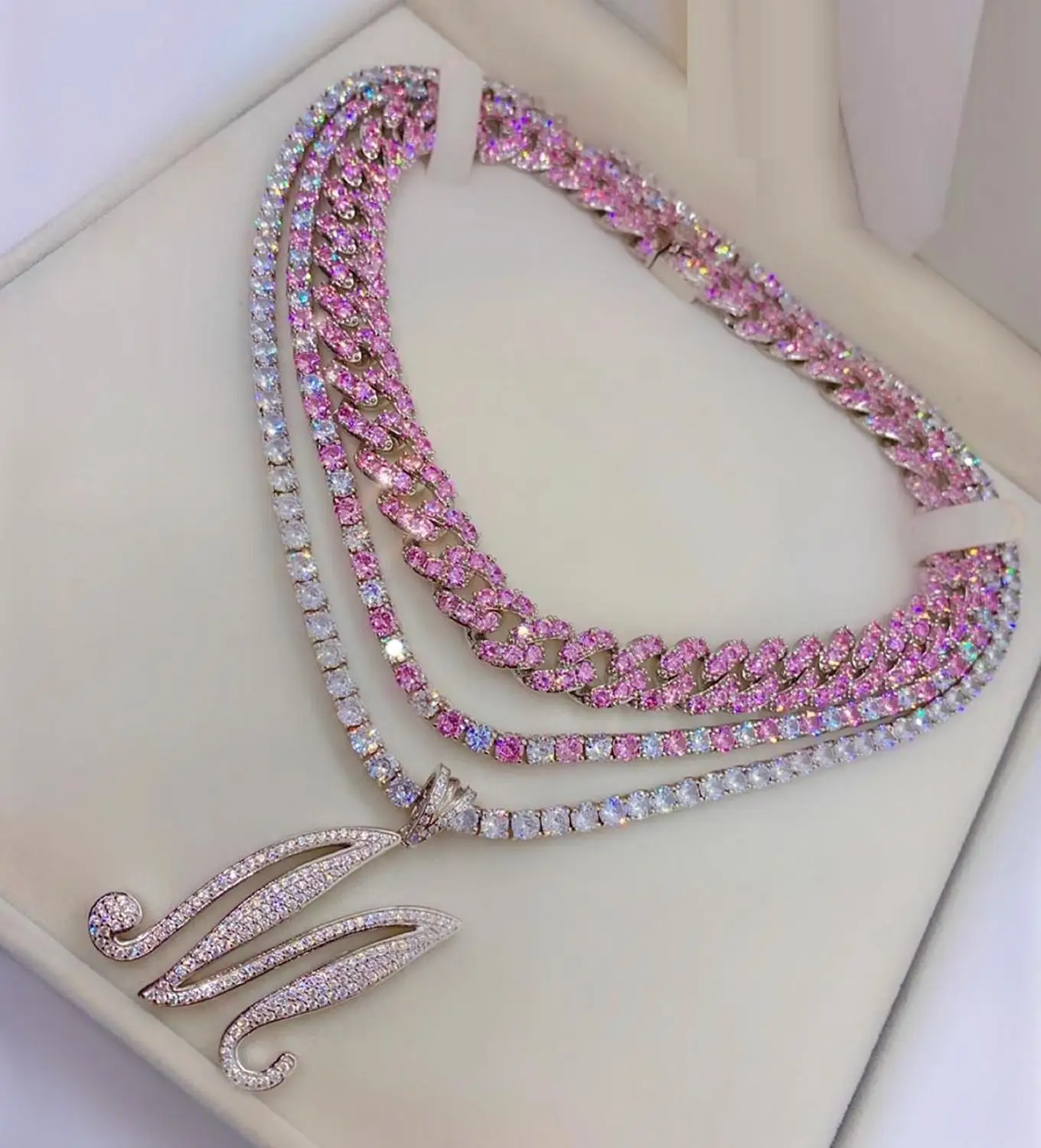 Collar de cadena de tenis con diamantes de imitación para mujer ...