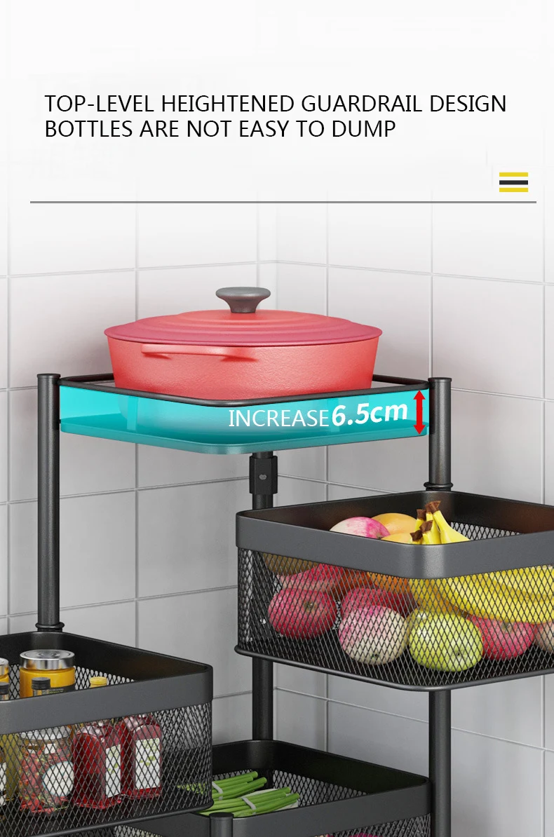 Installation-free Kitchen Rotating Rack Floor Multi-layer Multi ...