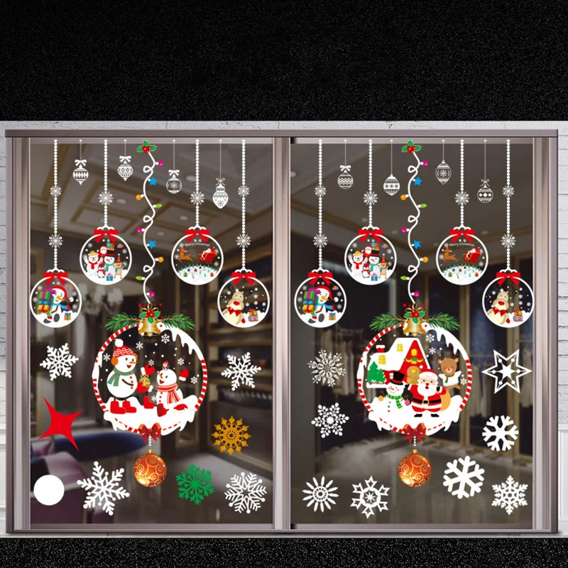 Large Size Christmas Window Glass Mirror Sticker Removable Santa Claus ...