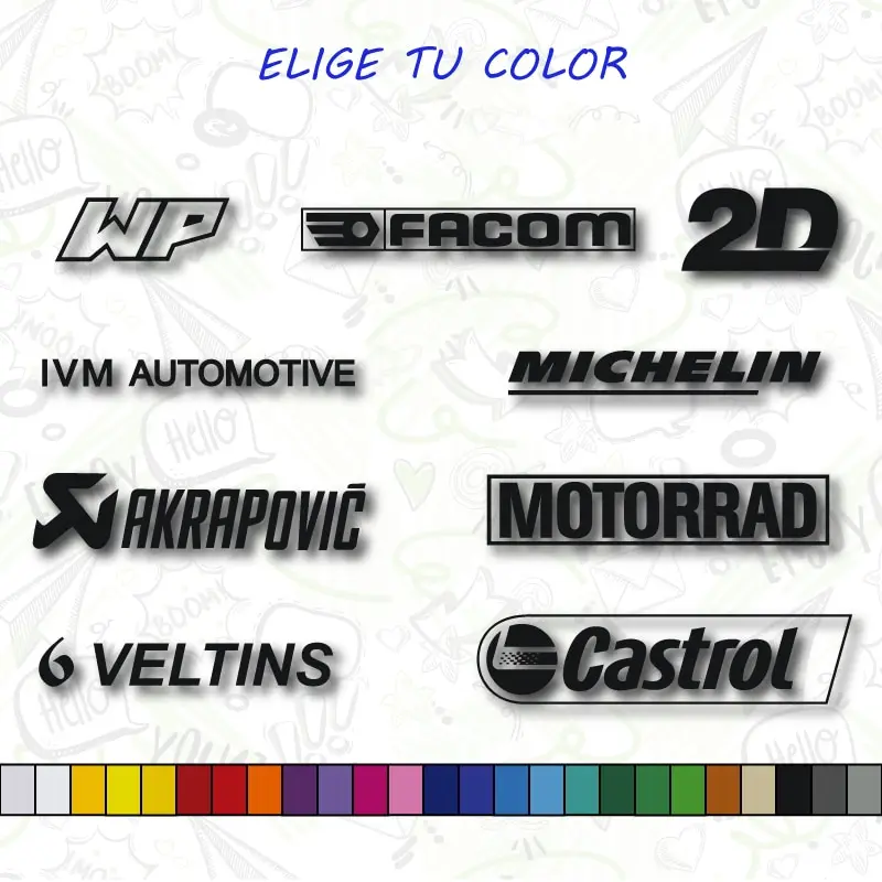 KIT SPONSORS MOTO COCHE PATROCINADORES STIKER VINILO CIRCUITO RACING ...