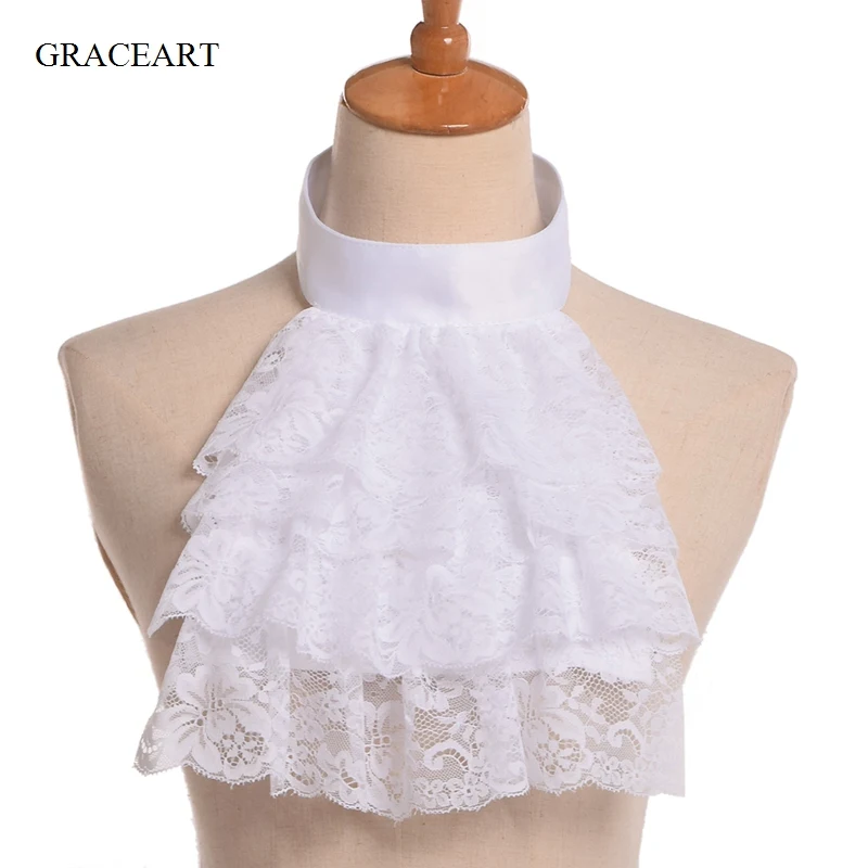 Victorian Lace Jabot Neck Collar For Women Men Renaissance Detachable ...