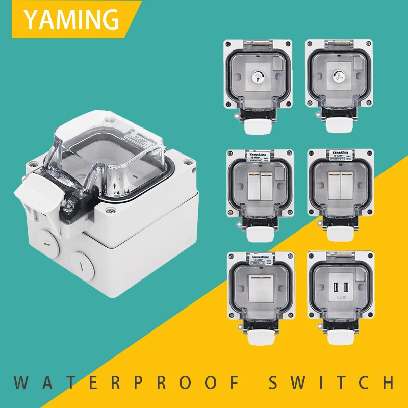 Outdoor Wall Switch Waterproof Socket Type 86 Surface Concealed ...