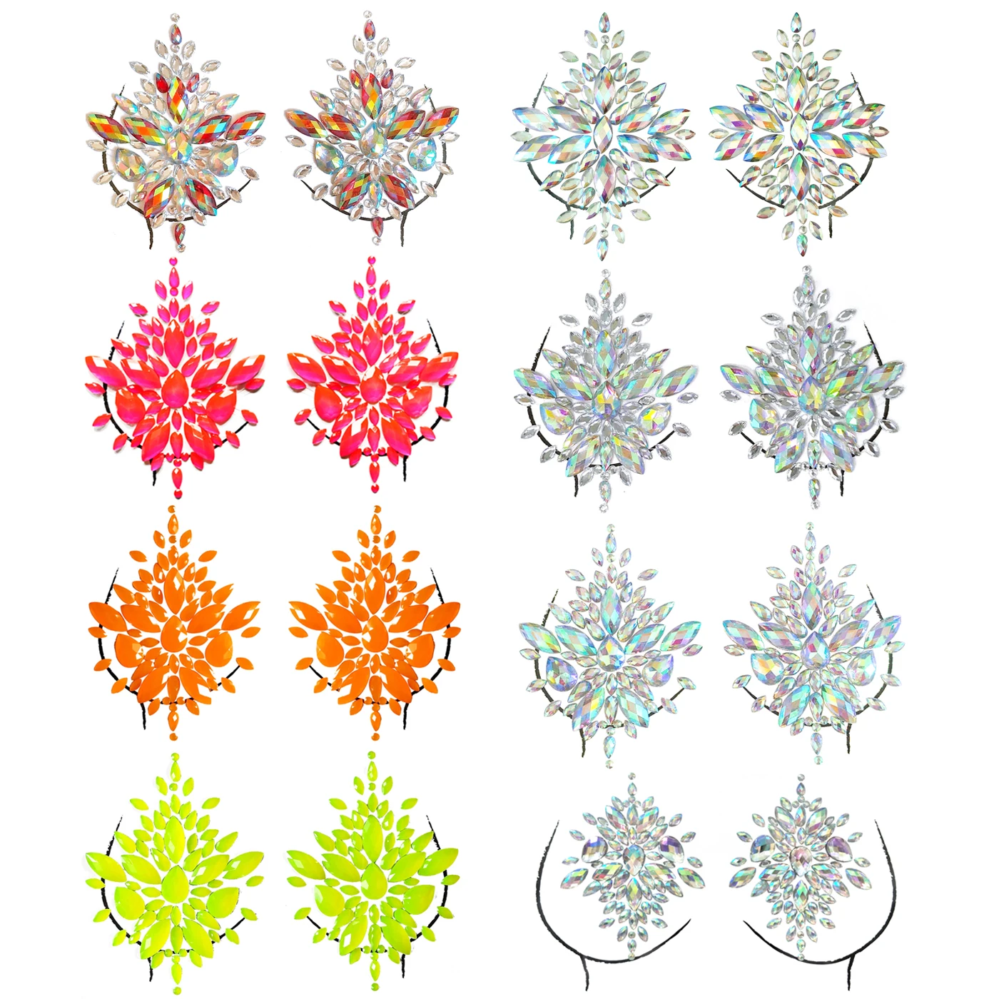 Body Jewelry Sticker Mardi Gras Crystal chest Sticker Rhinestone Body ...