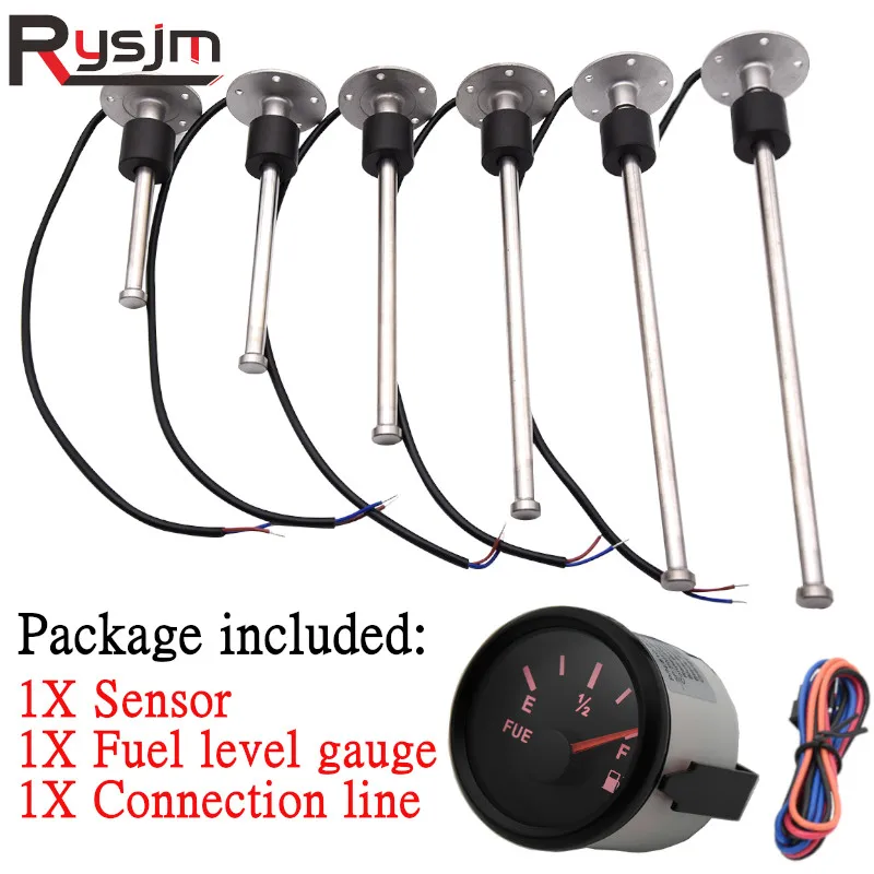 52MM Marine Boat Fuel Level Gauge 0 190ohm With Fuel Sensor 100/125/150 ...