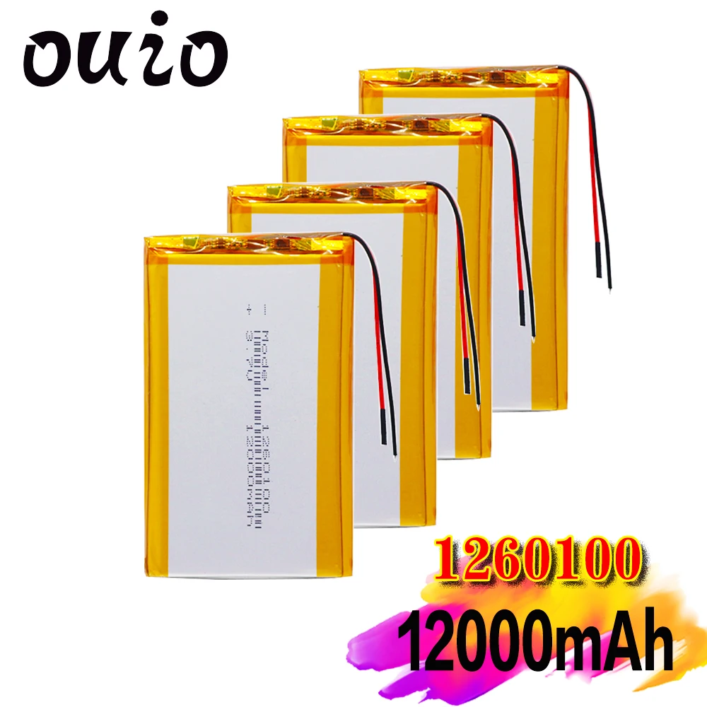 Rechargeable 3.7V 12000mAh Lipo Li Po Lithium Batteria 1260100 With PCB ...