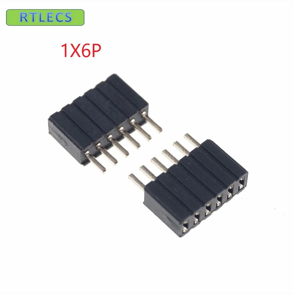 10pcs 1x6 P 6 Pin 1.27mm Pitch Pin Header Female Single Row Straight ...