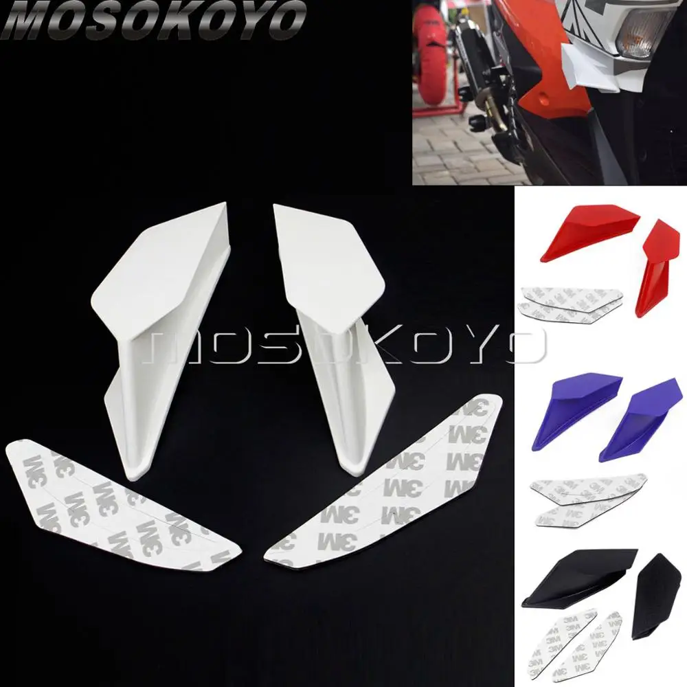 White-Motorcycle-Scooter-Aerodynamic-Winglets-Kit-Side-Wing-Sticker-for ...