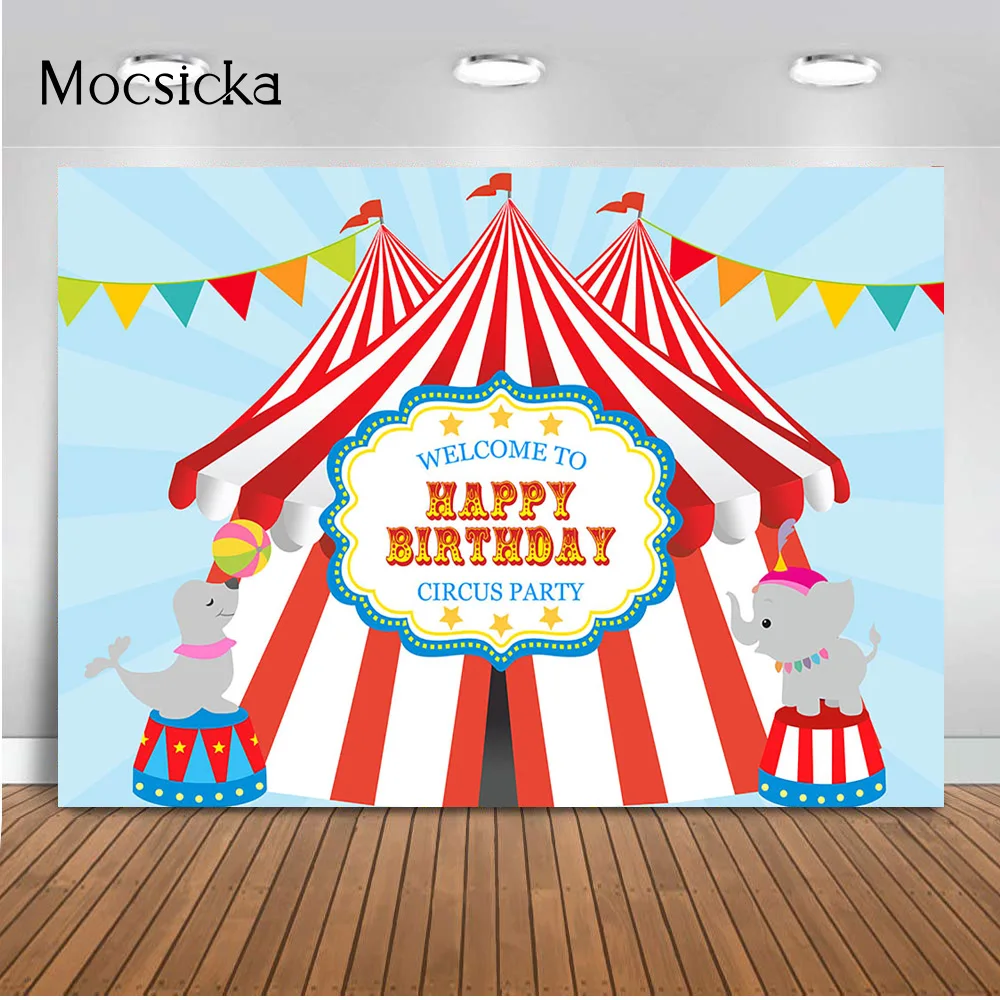 Circus birthday newborn photography background circus tent happy party ...