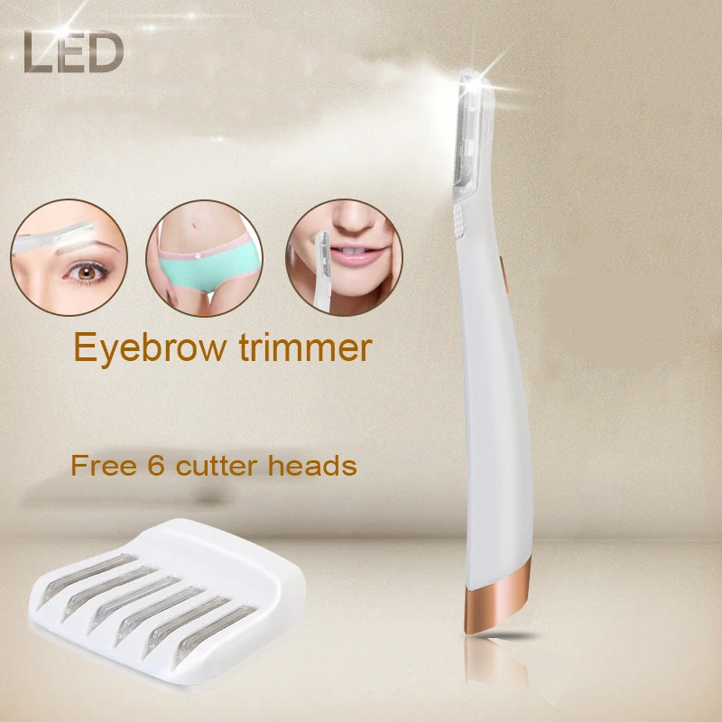 Mini Eyebrow Shaper Shaving Hair Tool LED Lighted Facial Dermaplaning ...