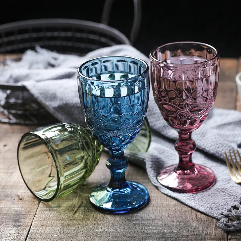 Retro Colored Wine Glass European Style Goblet Wedding Bar Decorative ...
