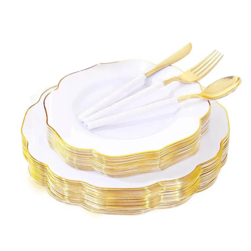 Assiettes Jetables En Plastique Doré, 20 Pièces, Assiettes Baroques ...