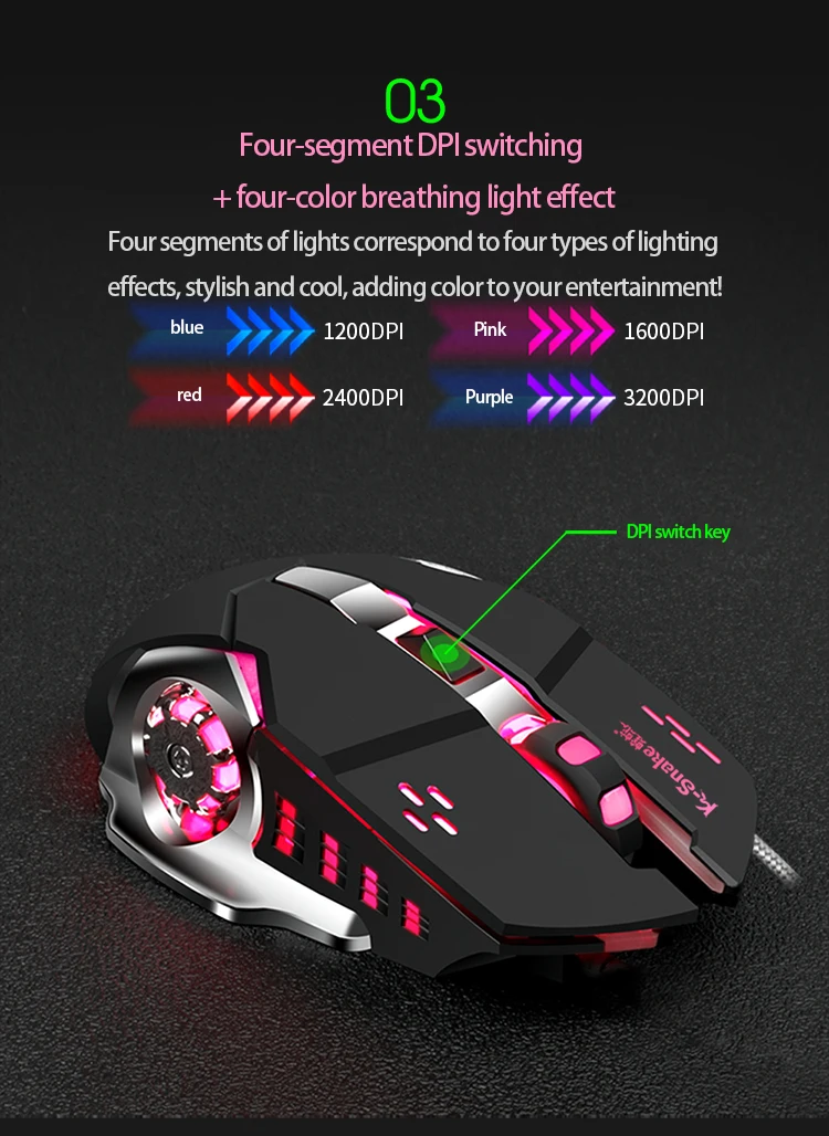 Usb 유선 게임용 마우스 3200 dpi 조정 가능한 6 버튼 led 백라이트 게임용 마우스 데스크탑 pc 컴퓨터 노트북 ...