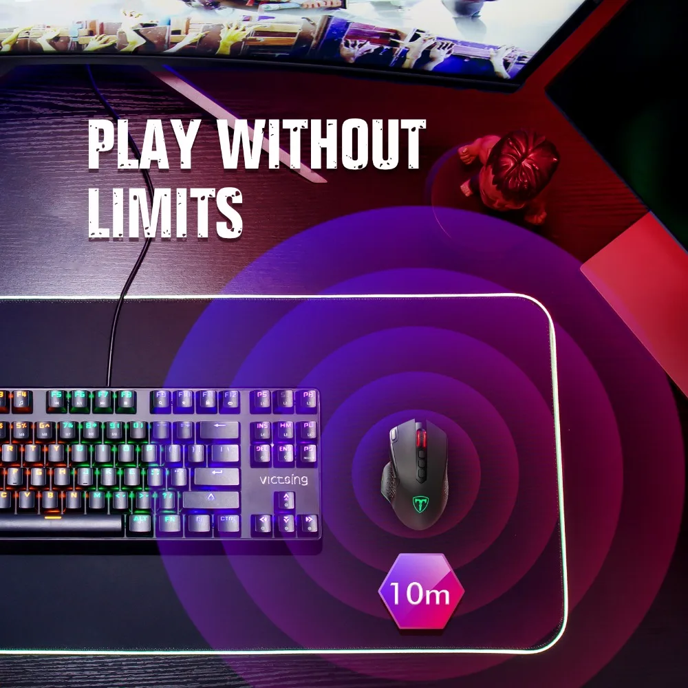 Pictek Wireless Mouse Rechargeable Ergonomic Gaming Mouse With 10 ...