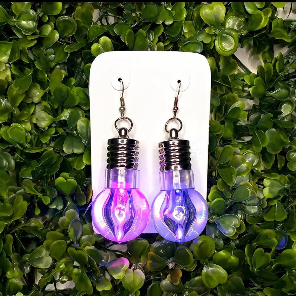 Ins-Unusual-Funny-Nightclub-Light-bulb-Earrings-Colorful-Luminous-Bulb ...