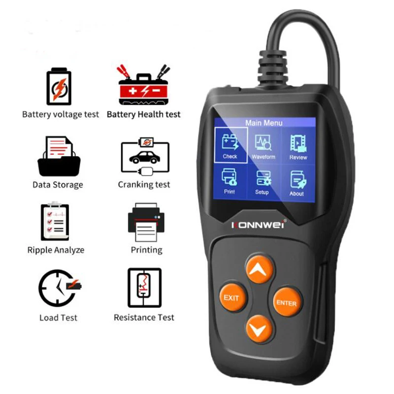 Kw600 Battery Tester 12v Vehicle Motorcycle Car 100-2000cca Alternator ...