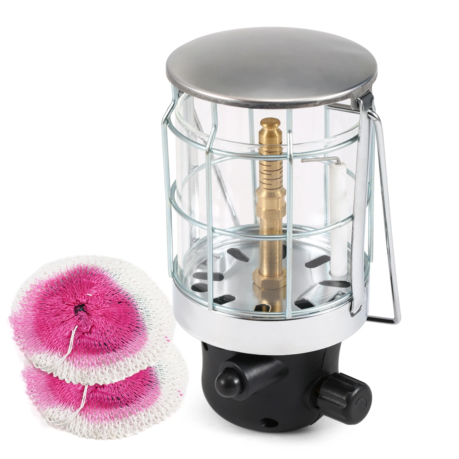 Camping Gas Lamp With Piezo Lighter Tent Gas Lantern Flat Tank Gas ...