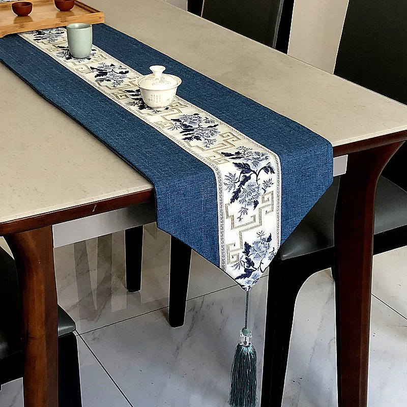 Chinese Style Table Runner Luxury Cotton Linen Jacquard Table Runners ...
