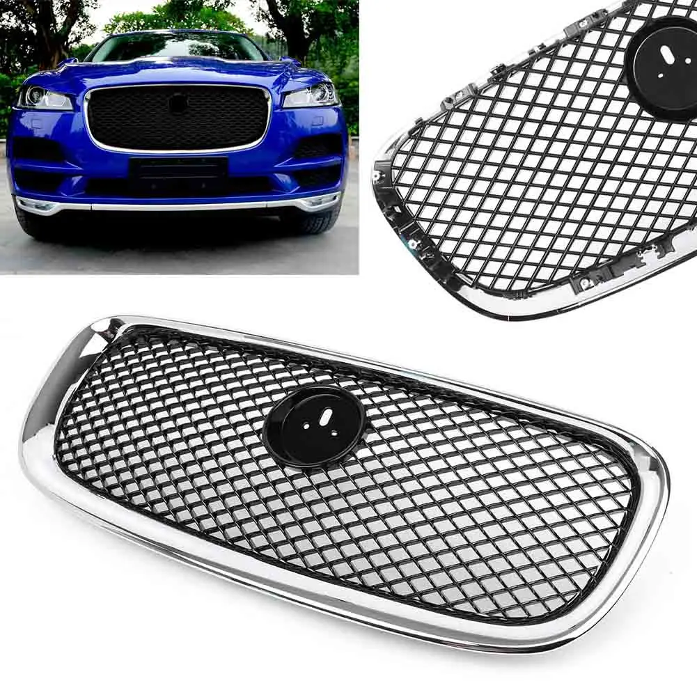Front-Bumper-Upper-Grille-Mesh-Grille-with-Emblem-For-Jaguar-XF-XFR ...