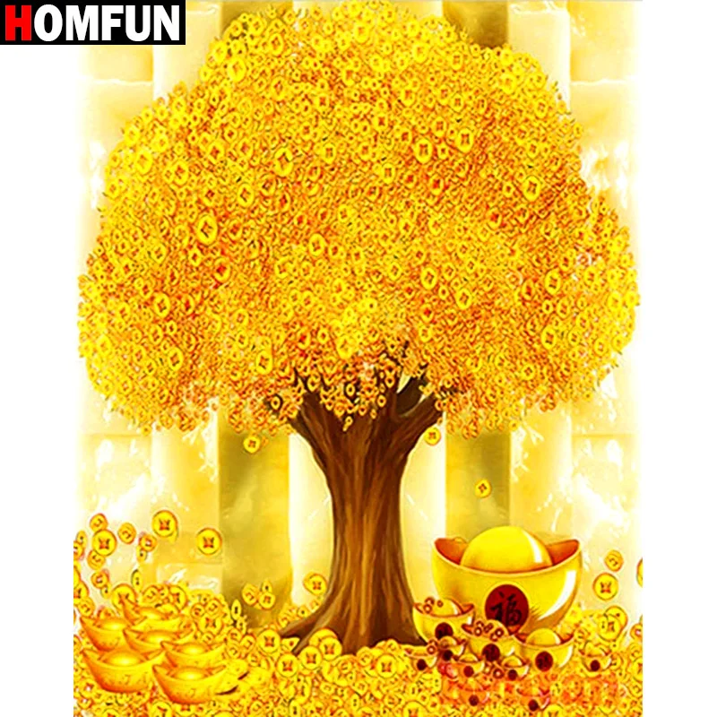 HOMFUN-Full-Square-Round-Drill-5D-DIY-Diamond-Painting-money-tree-3D ...
