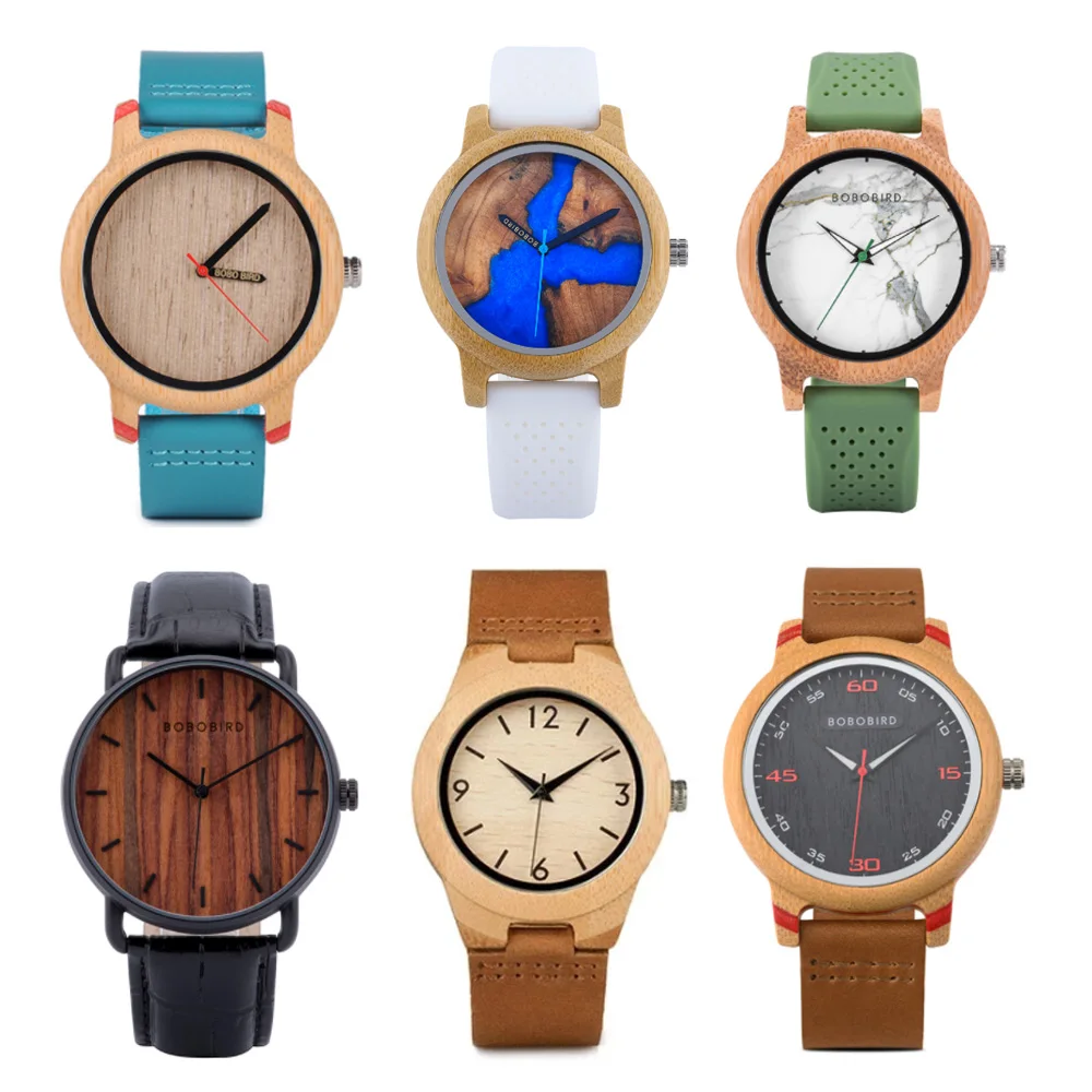 BOBOBIRD Bamboo Wood Watch Couple Quartz Watches Timepiece Unisex ...