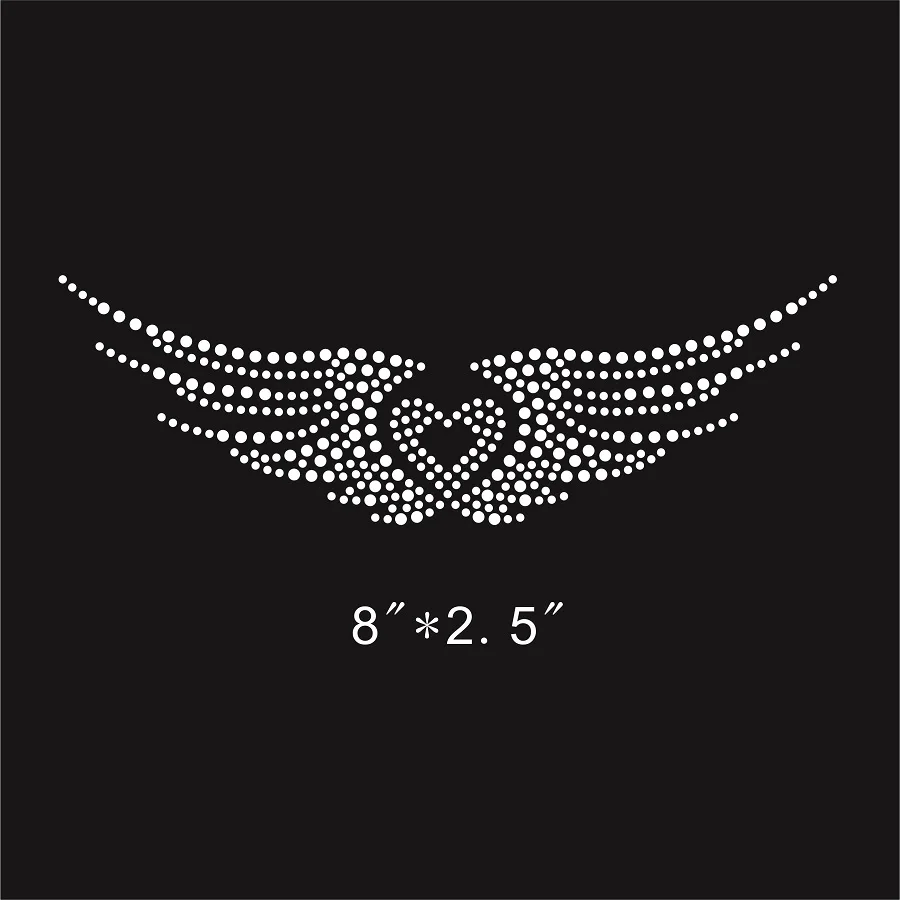 2pcs/lot Wing Heart Sticker Appliques Design Stone Hot Fix Rhinestone ...