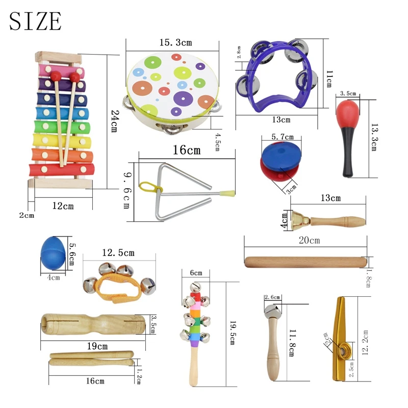 19Pcs Orff Musical Instruments Set Children Early Childhood Music ...