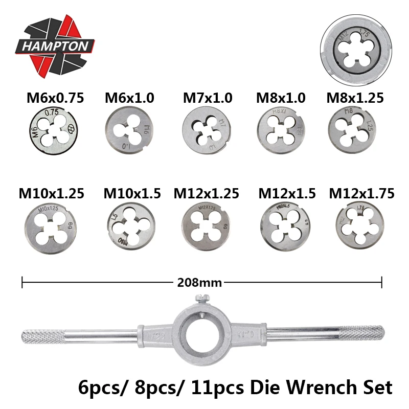 Hampton 6pcs/8pcs/11pcs Thread Die Wrench Set M3 M4 M5 M6 M7 M8 M10 M12 ...