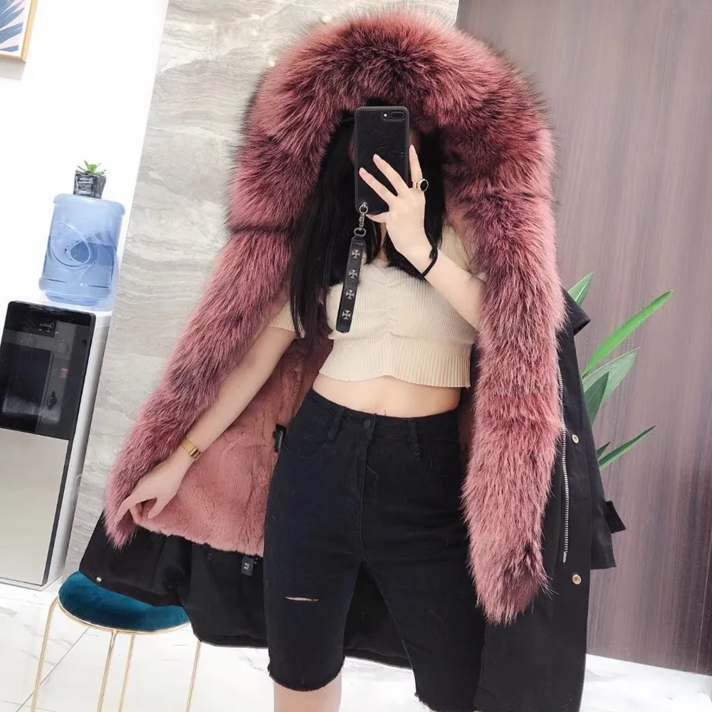 OFTBUY Winter Jacket Women Real Fur Coat Casual Big Natural Fox Fur Parka Thick Warm Outwear ...