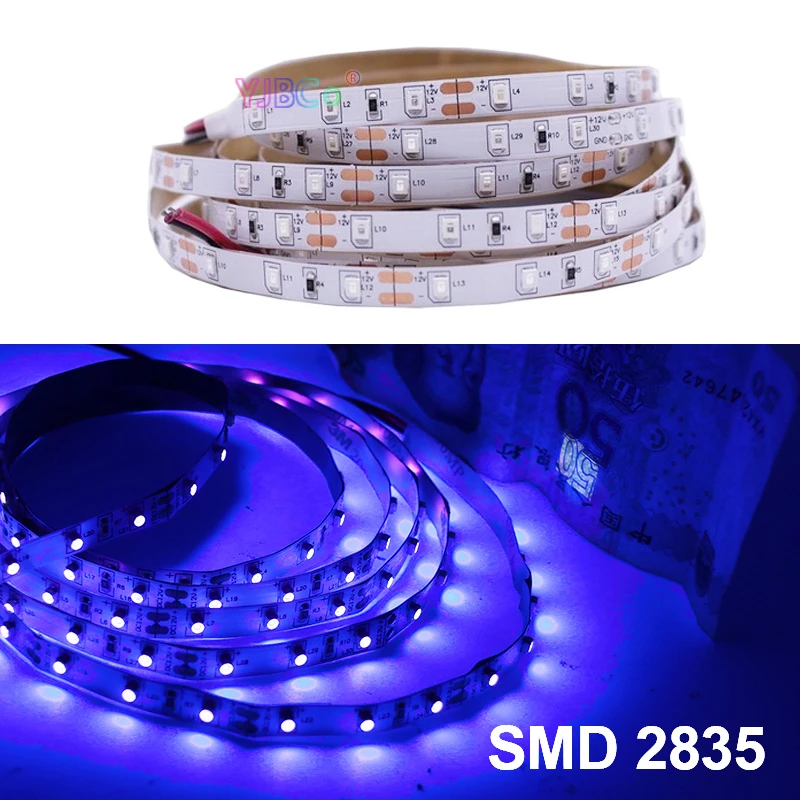 12V 5M UV Ultraviolet 385nm LED Strip 60led/m 120led/m 5050 2835 SMD ...