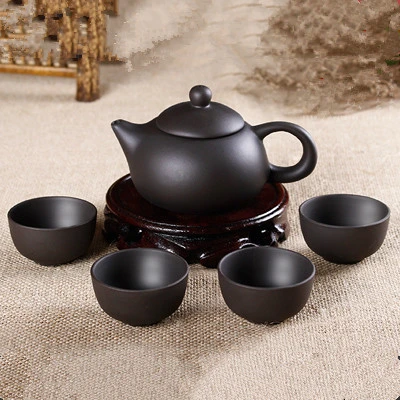 5pcs Kung Fu Tea Set [1 Teapot + 4 Cups Set] 150ml Chinese Xi Shi Porcelain Tea Sets Ceramic ...