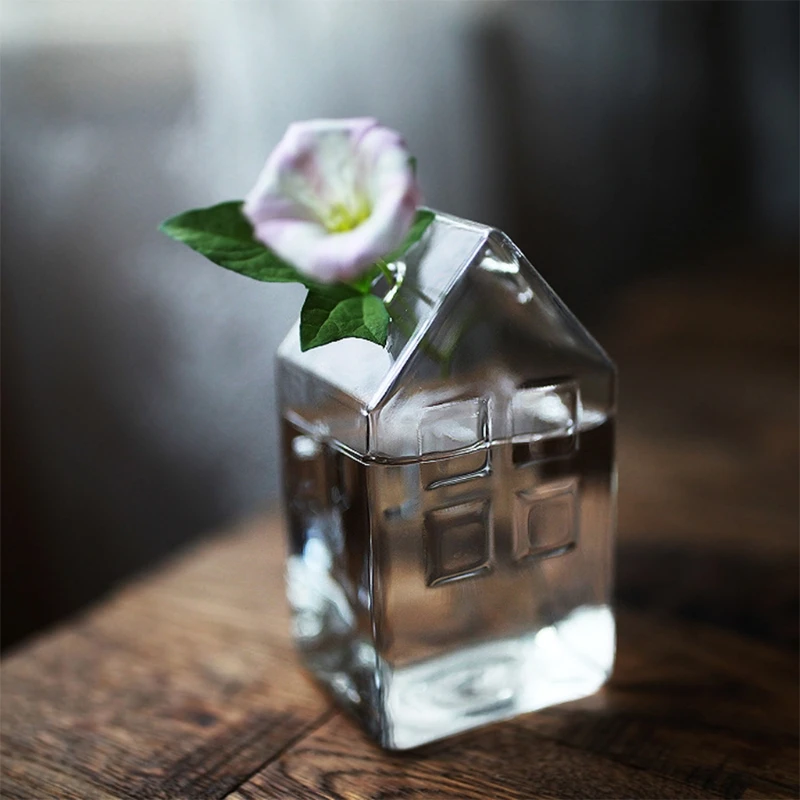 House Shape Glass Vase Flower Pot Flower Basket Flower Vase Decoration ...