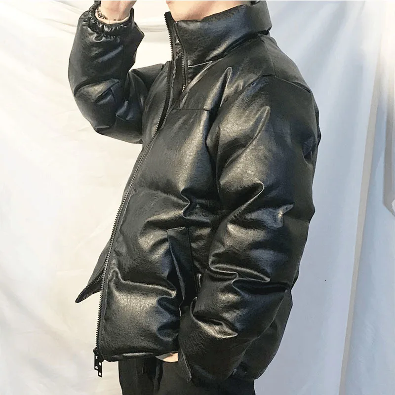 Winter Thick Leather Jacket Men's Warm Parka Men Fashion Collar ...