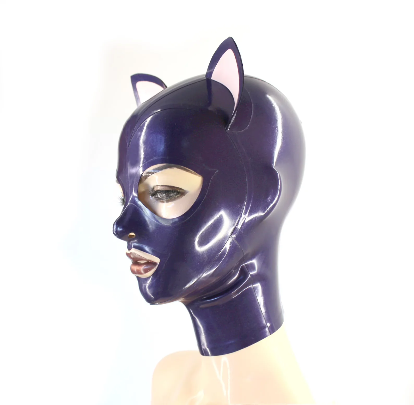 Sexy Black Latex Rubber Cat Hood With Attached Ears - Teddies ...