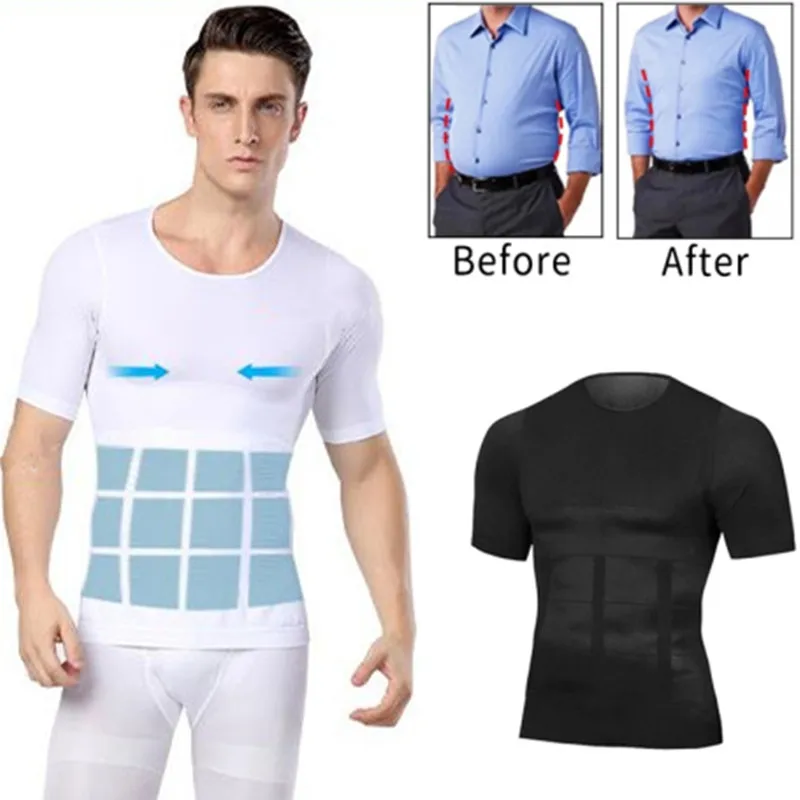Mens Posture Corrector T Shirt Tight Chest Shaper For Men Waist Belt ...