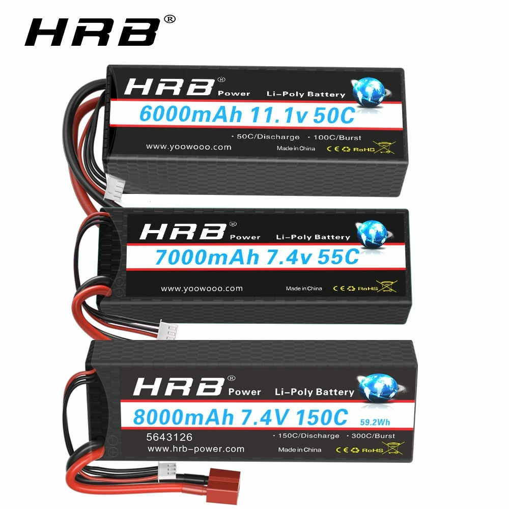 Hrb 2s 3s 4s Lipo Battery 7.4v 11.1v 14.8v 5200mah 6000mah 7000mah 8000mah Car Battery With ...