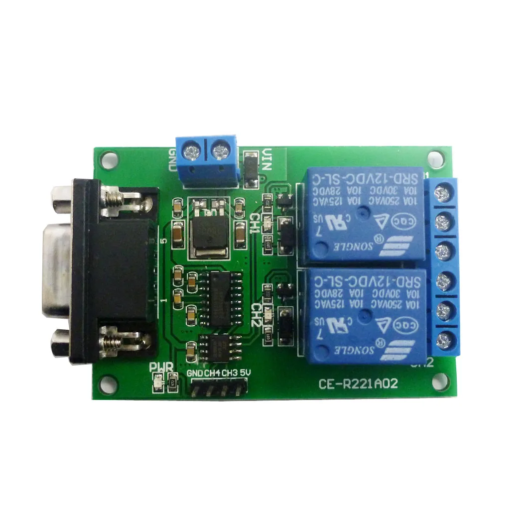 DC 12V 2 Channel DB9 Female/Male RS232 UART Remote Control Switch Board ...