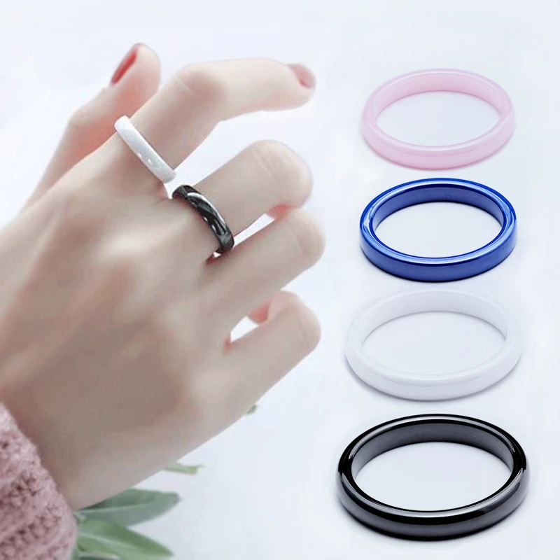3mm Blue Pink Black White Thin Ceramic Rings For Women Jewelry ...