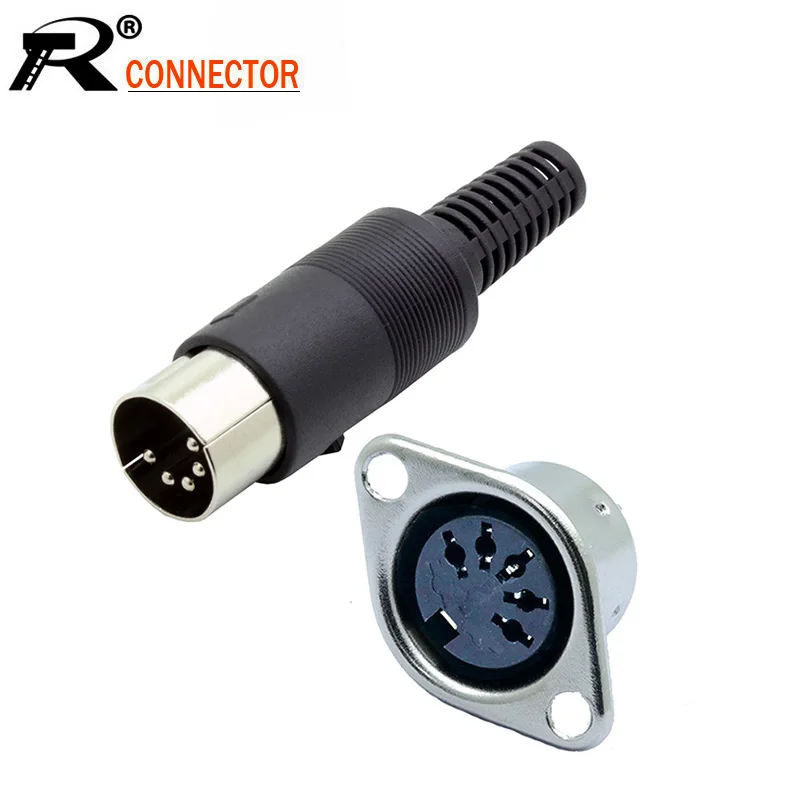 5 เซ็ต/ล็อต 5 PIN DIN Connector Plug ชาย + หญิงแจ็คแผง Mount ลวดเชื่อม ...