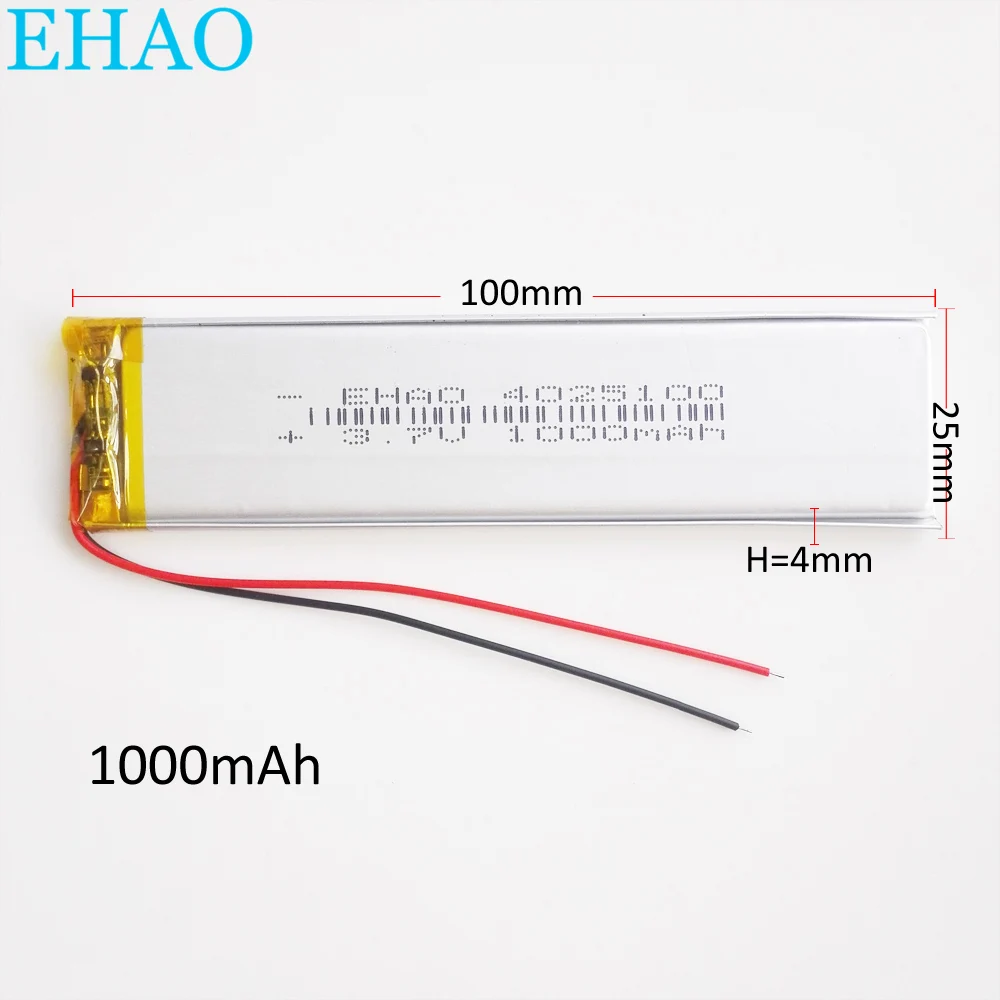 EHAO 4025100 3.7V 1000mAh Lithium Polymer LiPo Rechargeable Battery For ...