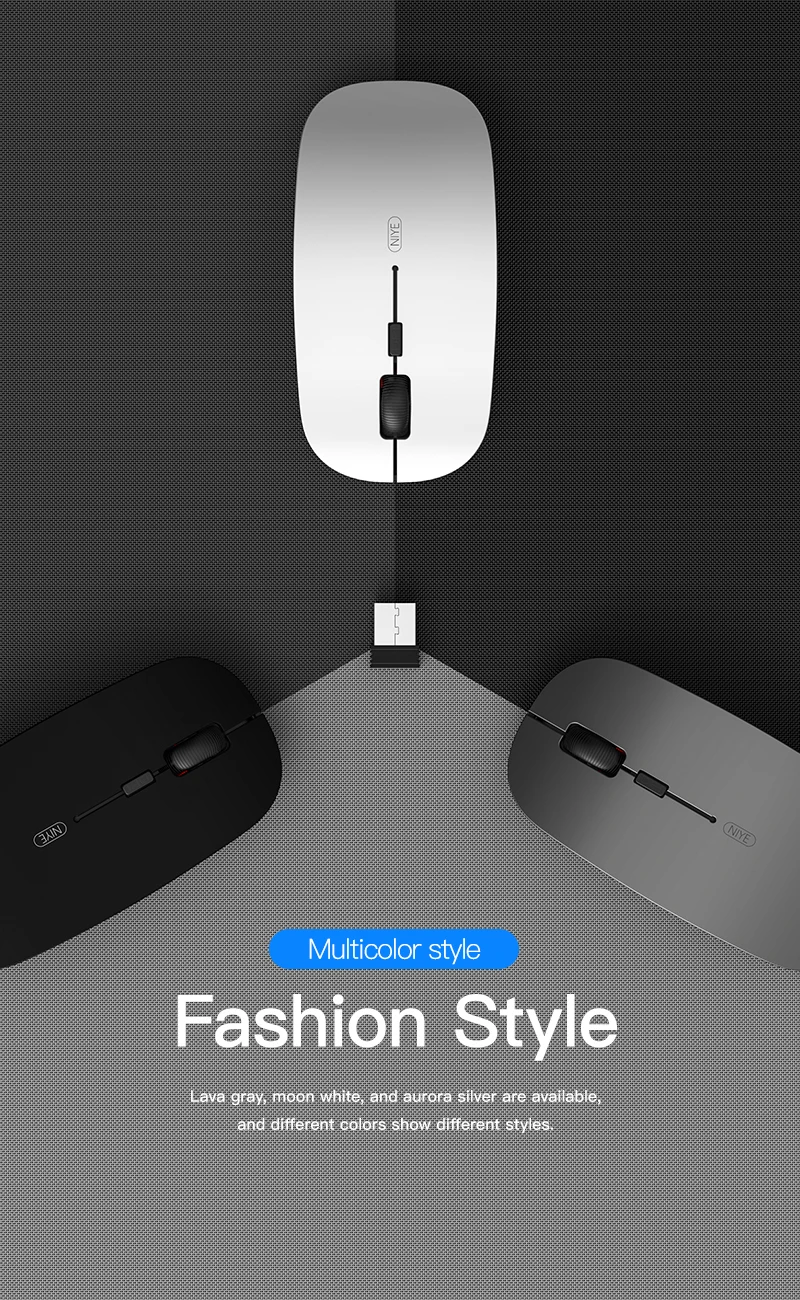 Niye Wireless Mouse Bluetooth 5.0 Computer Mouse 2.4ghz Usb Adapter ...
