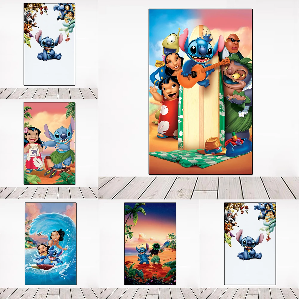 Canvas Painting Disney Lilo & Stitch Cartoon Animated Movie Poster ...