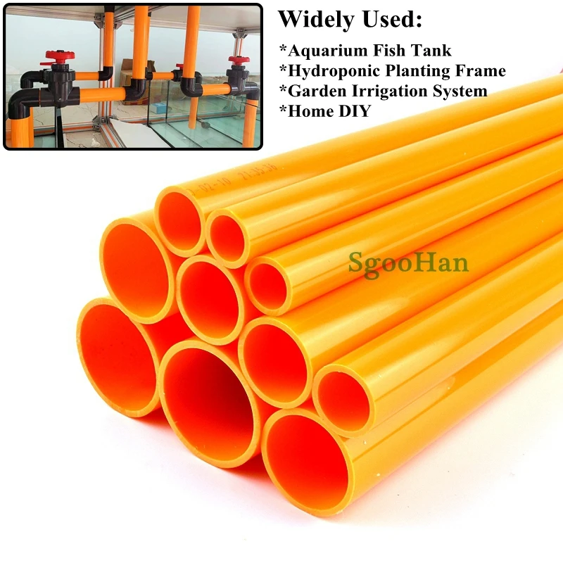 2pcs Orange OD 20~50mm PVC Pipe Aquarium Fish Tank Tube Home Garden DIY ...