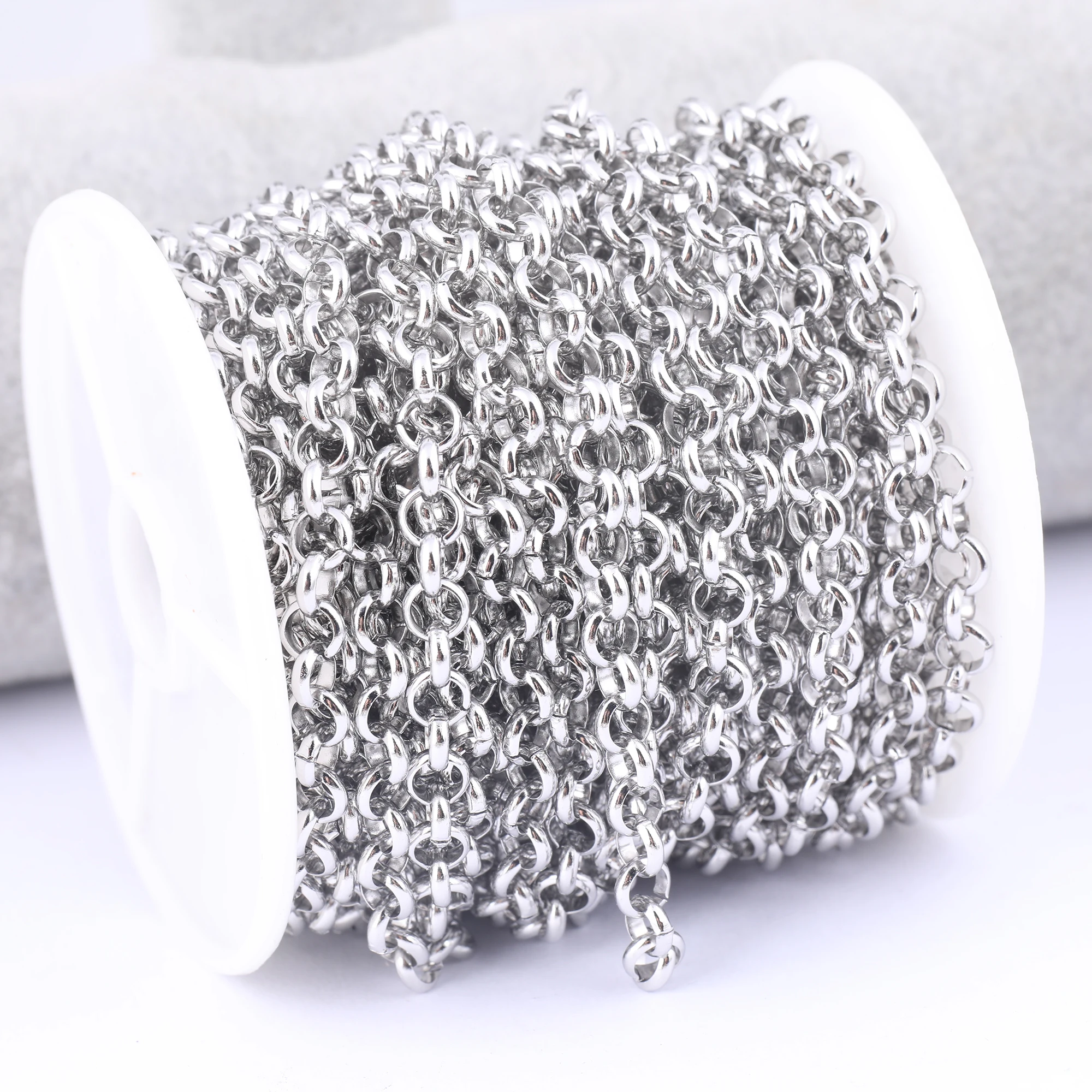 10meters/roll 5mm wide stainless steel jewelry chains for pendant ...