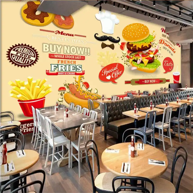 European and American Burgers Graffiti Background 3D Wallpaper Mural ...