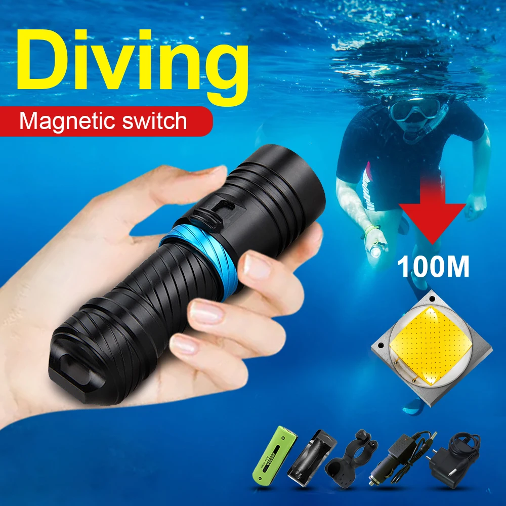 Ultra Powerful Diving Torch IPX8 100M Diving Flashlight 26650 ...